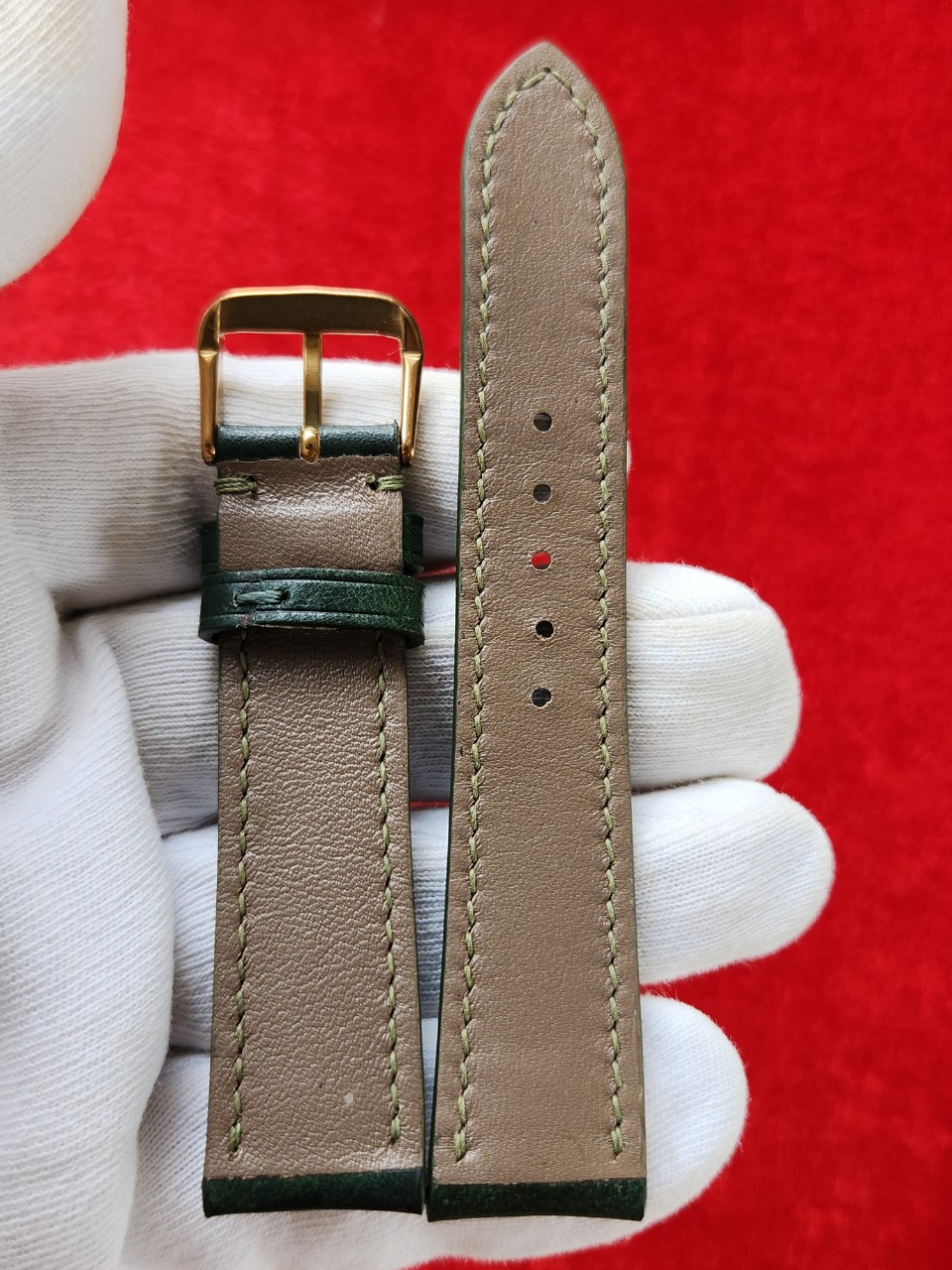 Dây đồng hồ da bò khâu tay size 20 DAY96