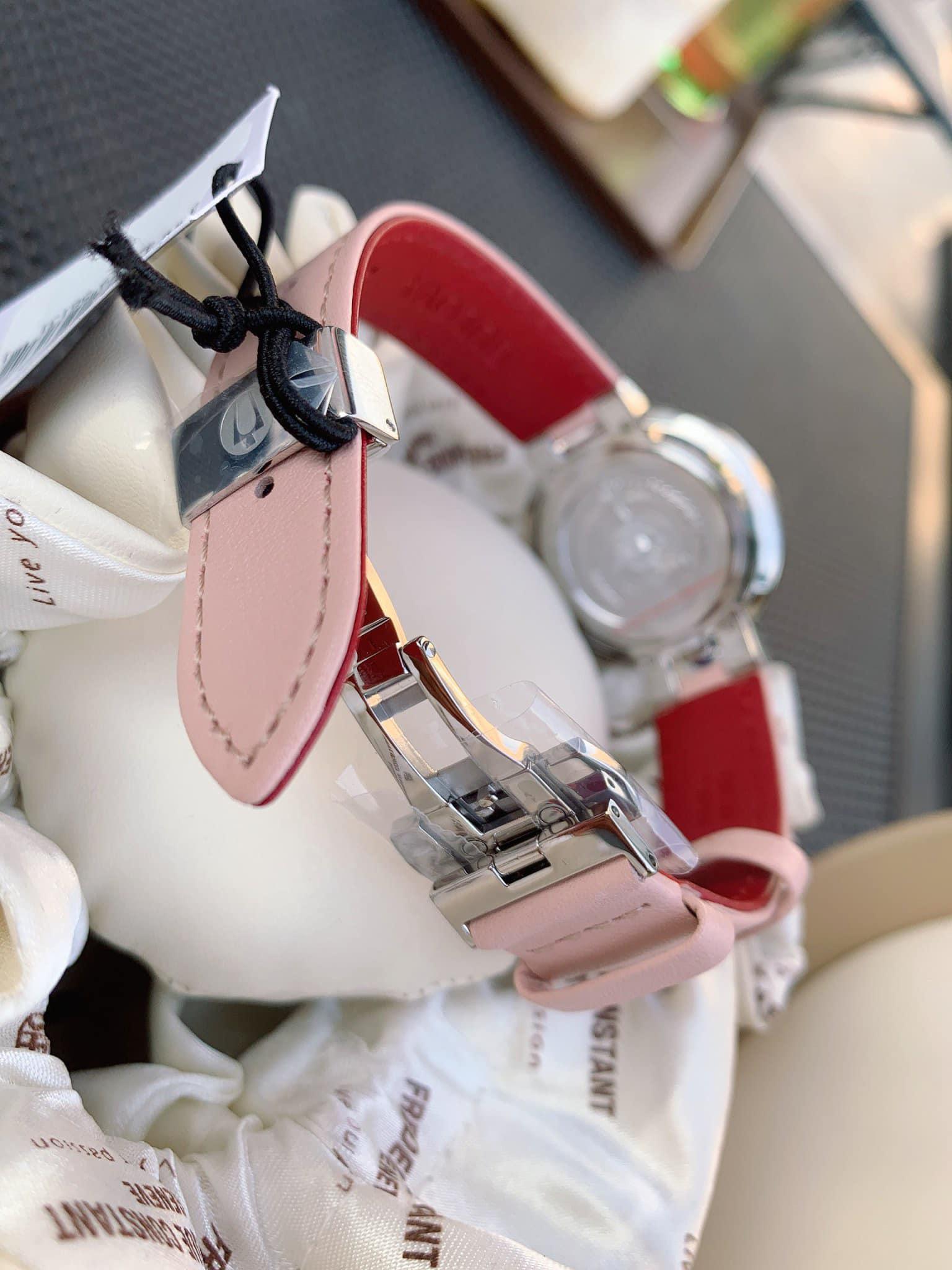 Đồng Hồ Nữ Bulova Diamond Accent Pink Leather Strap 96P197